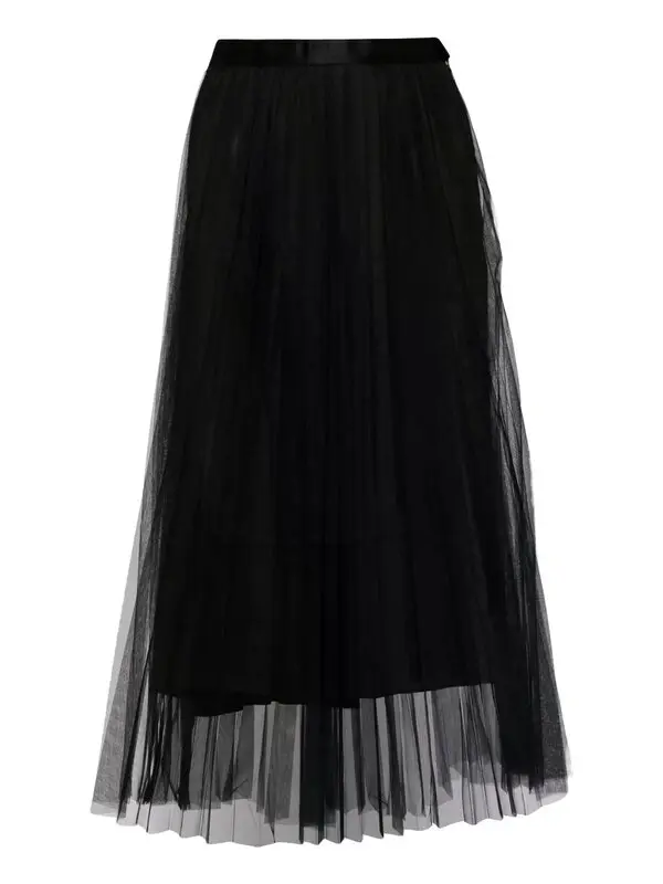 JNBY Pleated A-line Midi Skirt - Black