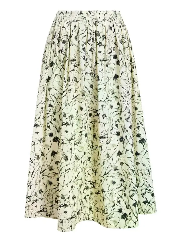 Proenza Schouler White Label Floral Print Midi Skirt - Yellow