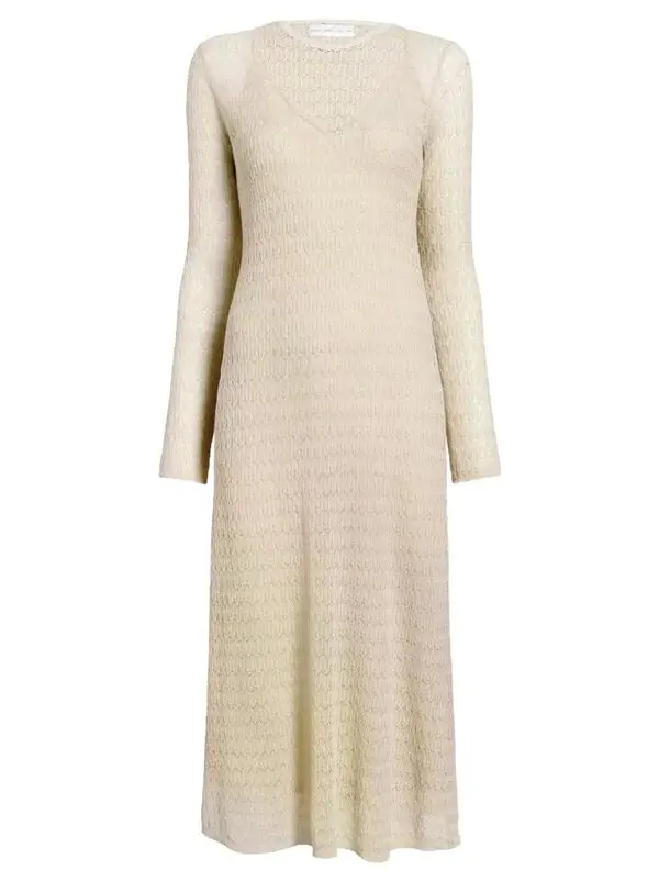 Proenza Schouler White Label Textured Knit Long Sleeve Midi Dress - Neutrals