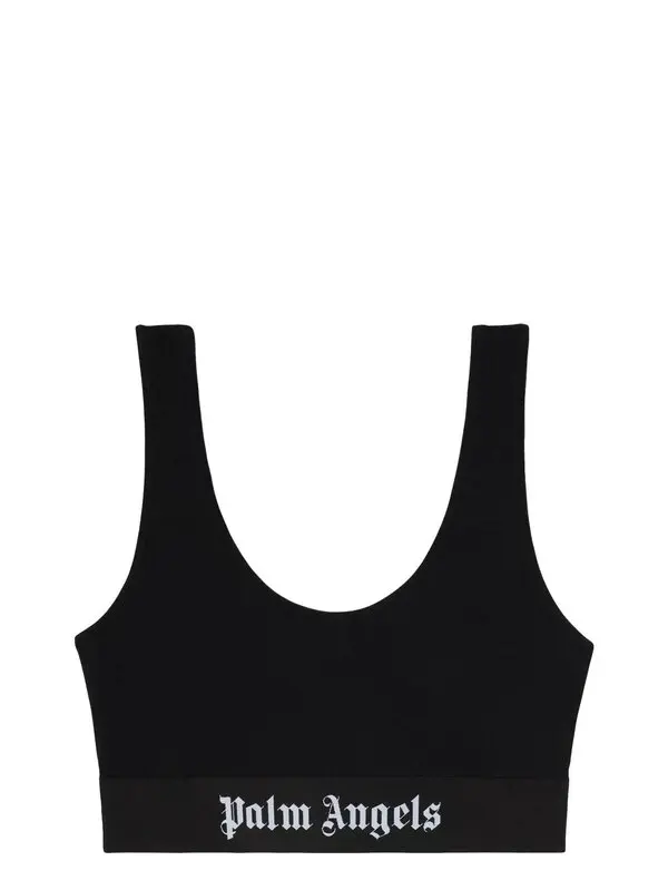 Palm Angels Logo-underband Scoop-neck Bra - Black