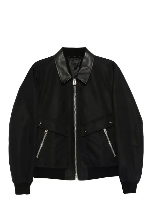 TOM FORD Leather Collar Bomber - Black