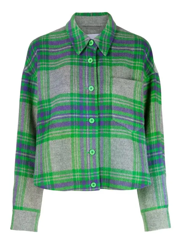 JNBY Plaid Check Wool Blend Jacket - Grey