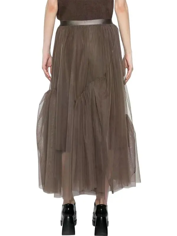 JNBY A-line Flounce Hem Waist Skirt - Brown