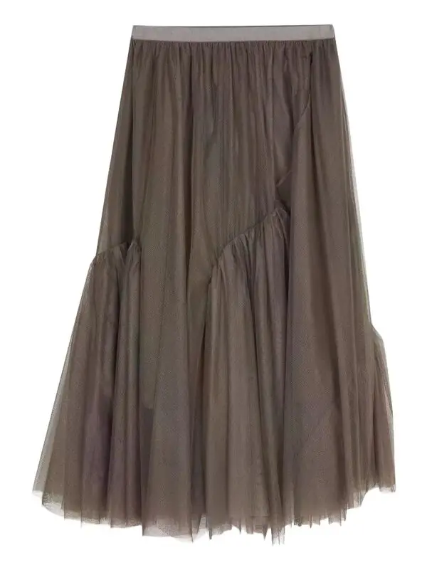 JNBY A-line Flounce Hem Waist Skirt - Brown