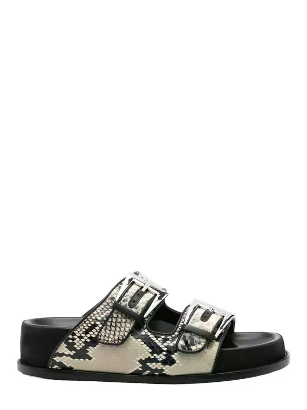 Paris Texas Snakeskin Buckled Sandals - Neutrals