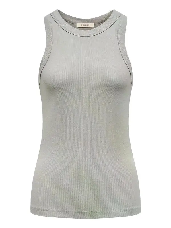 12 STOREEZ Ribbed Cotton Tank Top - Grey