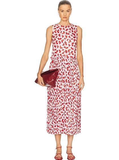JIL SANDER Printed Midi Dress - Raspberry Cream