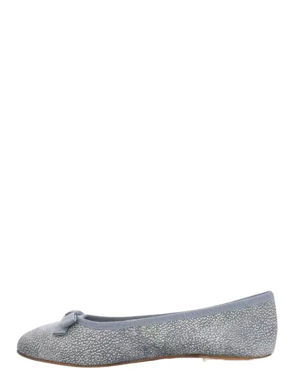 Casadei Bow Embellished Calf Leather Flats - Grey