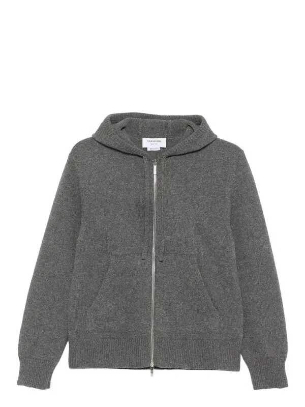 Thom Browne Intarsia Zip-up Hoodie - Grey