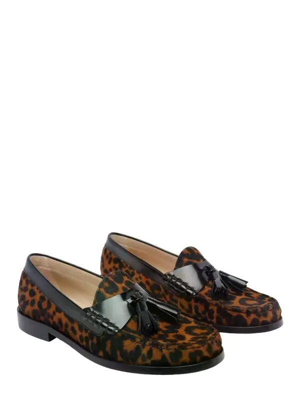 STUART WEITZMAN Tassel-embellished Leopard-print Loafers - Brown