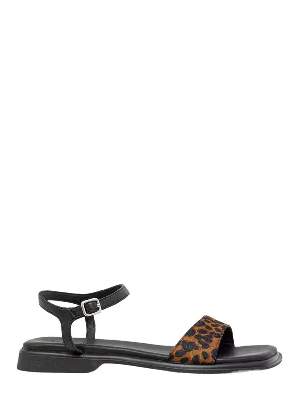 VAGABOND SHOEMAKERS Izzy Leather Leopard-print Flat Sandals - Brown