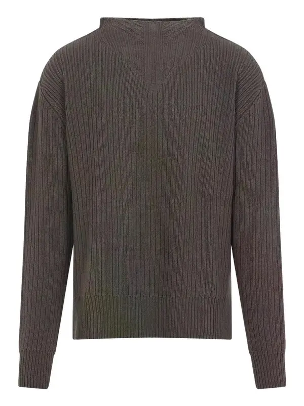 Rick Owens Ribbed Mock Neck Sweater - Grey