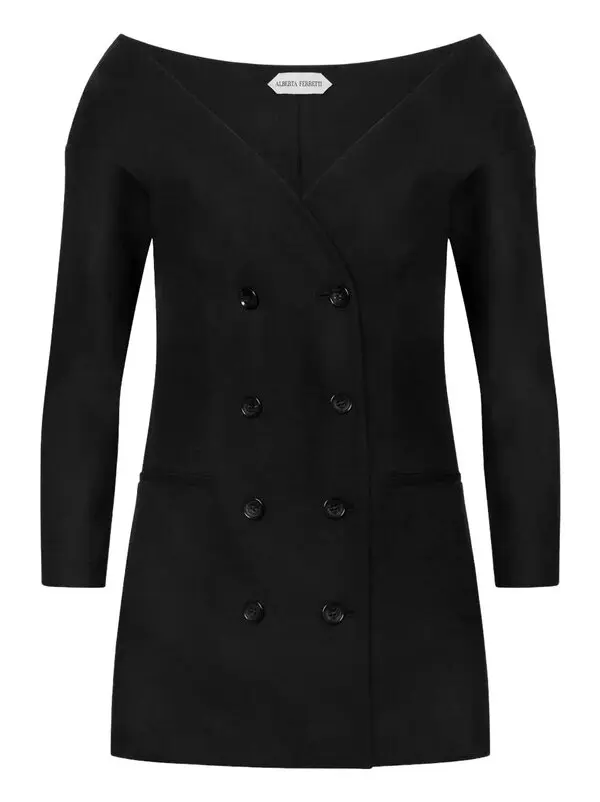 Alberta Ferretti Virgin-wool Blend Double-breasted Top - Black