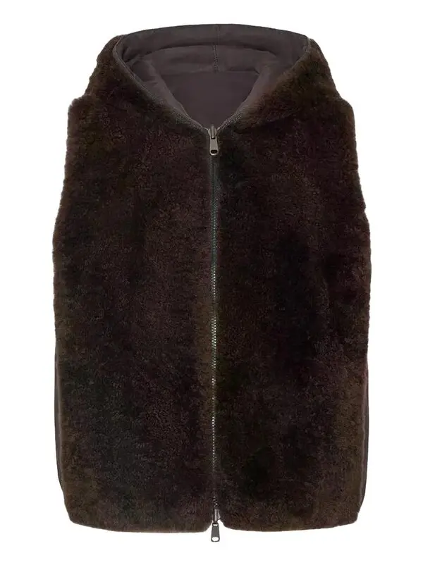 Brunello Cucinelli Hooded Faux-fur Gilet - Brown