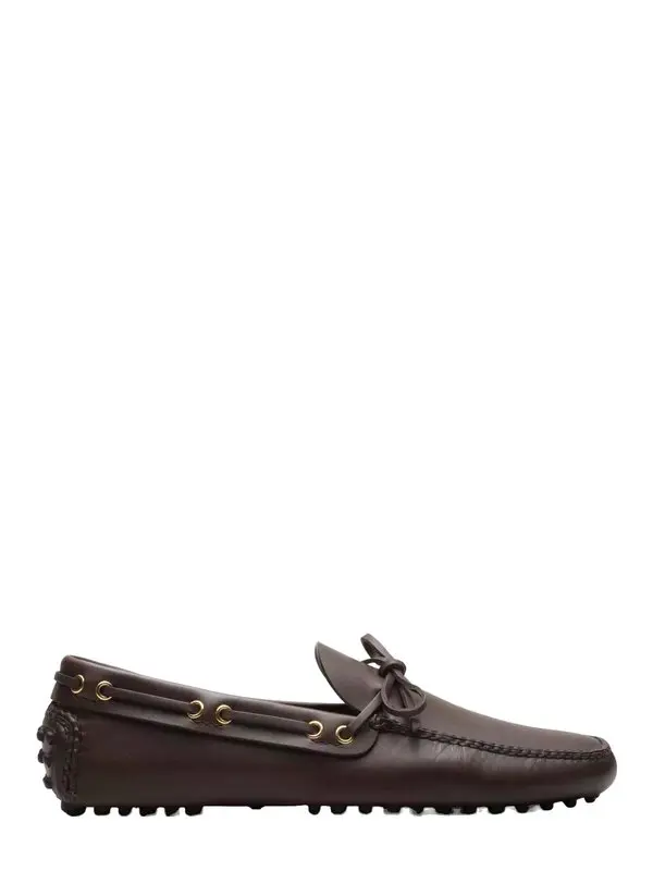 Car Shoe Lux Bow-detail Leather Boat Shoes - Brown