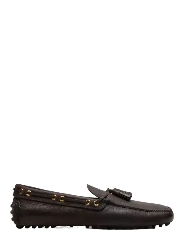 Car Shoe Tassel Leather Driving Shoes - Brown
