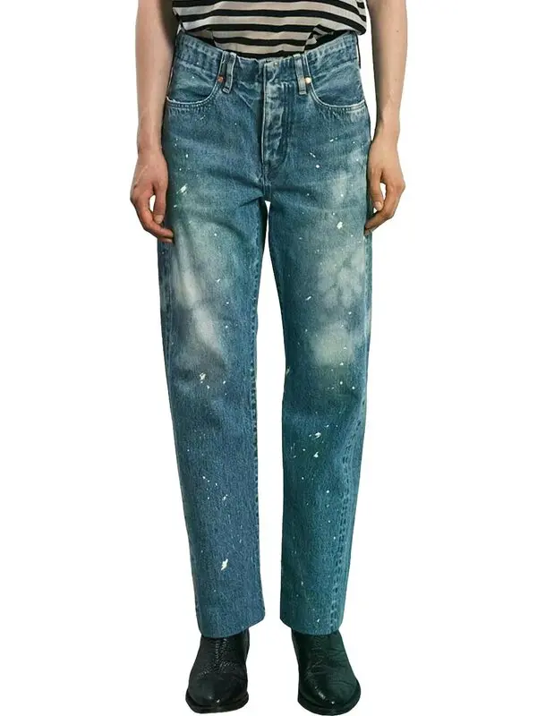 TANAKA Paint Splatter Five-pocket Jeans - Blue