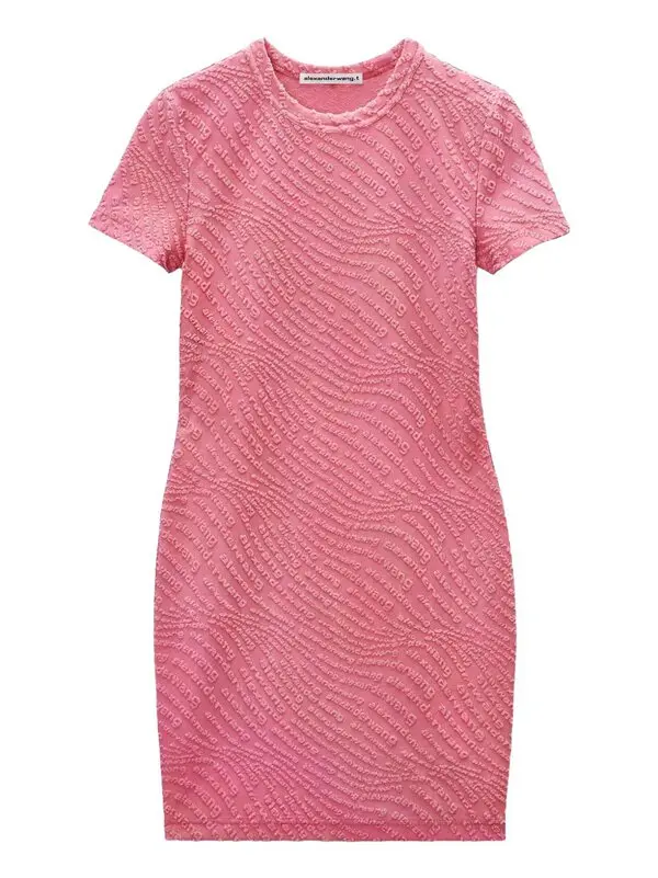 Alexander Wang Short-sleeve Logo-embossed Dress - Pink