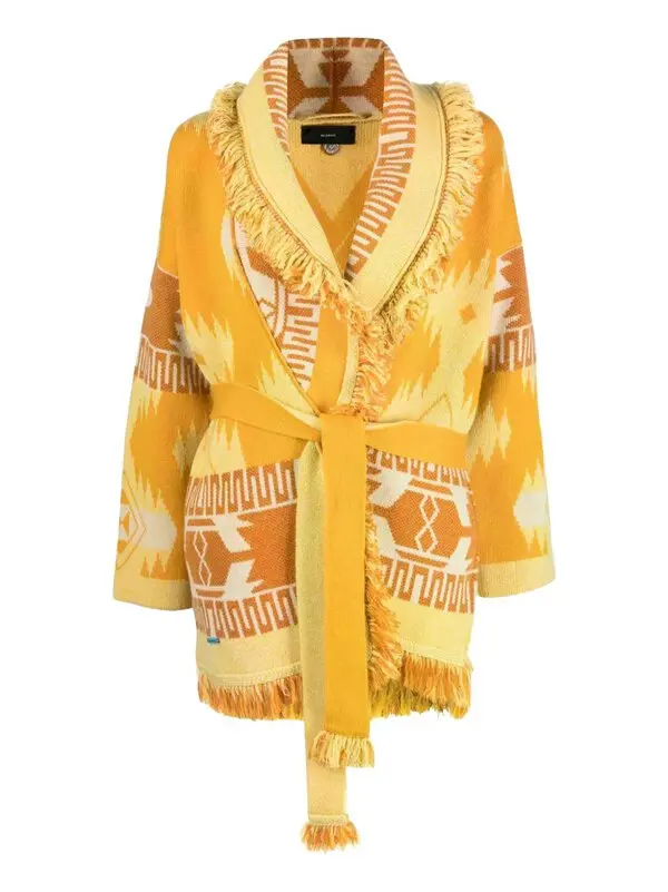 Alanui Icon Jacquard Cashmere Cardigan - Yellow