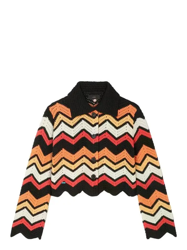 Alanui Kaleidoscopic Chevron Knitted Jacket - Black