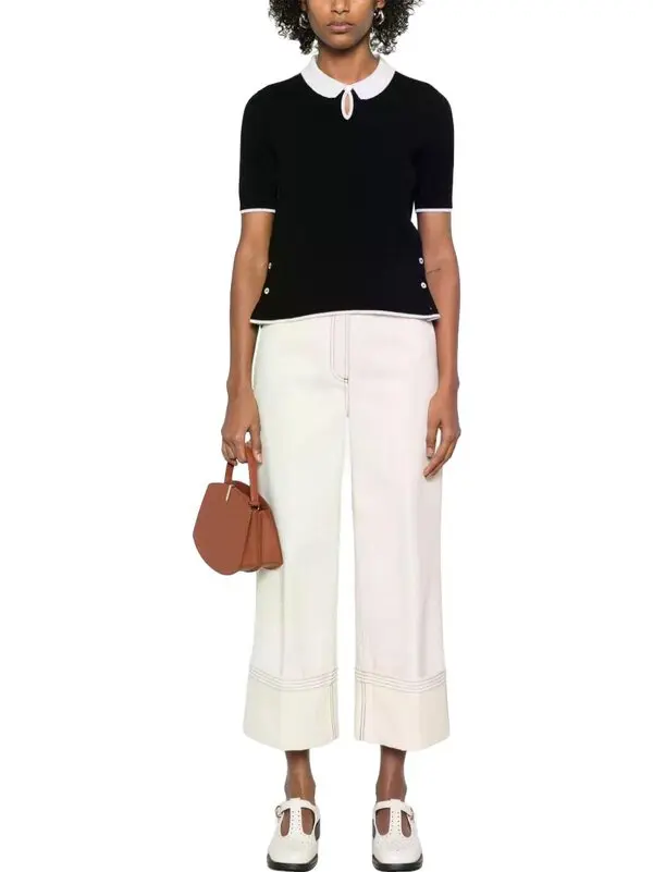 Thom Browne Jersey Stitch Cashmere Polo - Black