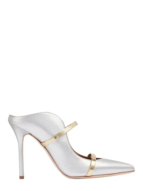 MALONE SOULIERS Metallic Leather Maureen Mules - Silver