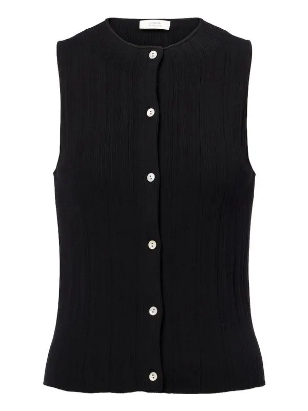 Vince Ribbed-knit Cotton Top - Black