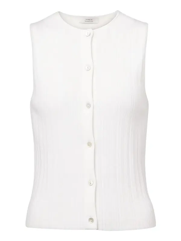 Vince Ribbed Cotton Button-front Top - White
