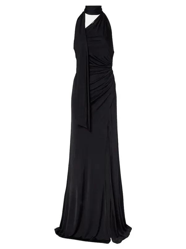 TOM FORD One-shoulder Gown With Scarf Detail - Black