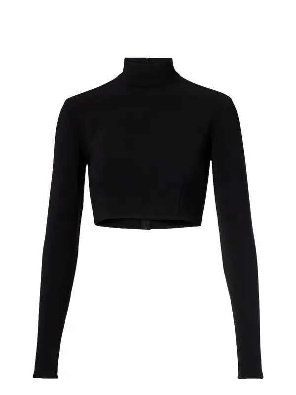 Costarellos Cropped Mockneck Top - Black