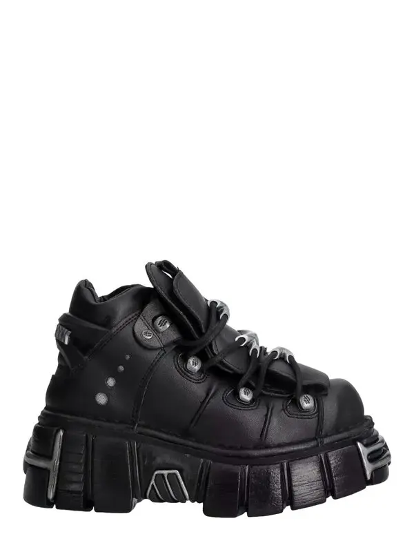 NEW ROCK Lace-up Chunky Platform Boots - Black