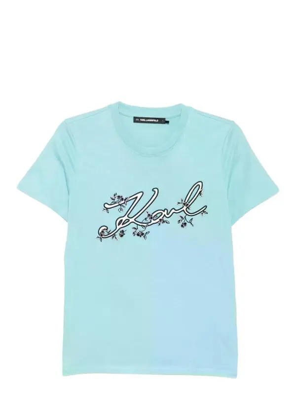 Karl Lagerfeld Logo Embroidered T-shirt - Blue