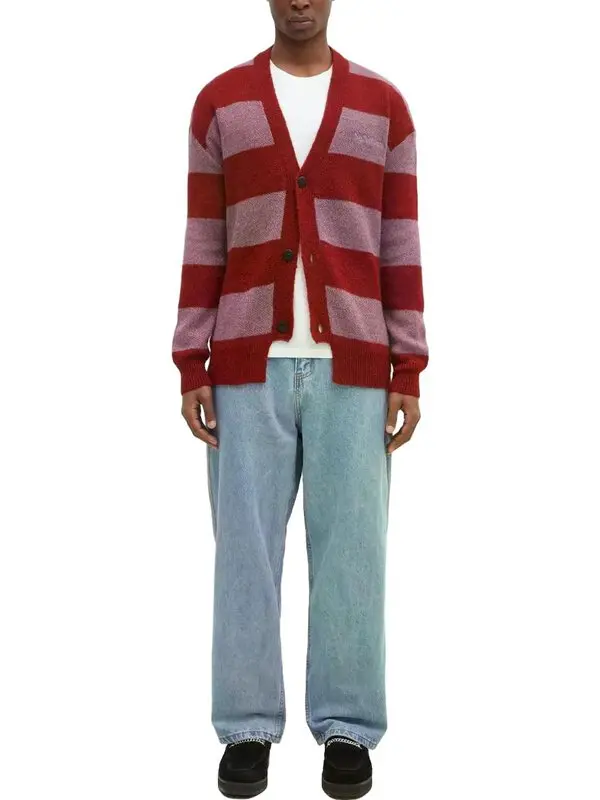 Aries Striped Cardigan - Red