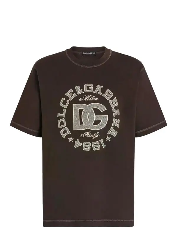 Dolce & Gabbana Logo-embroidered T-shirt - Brown