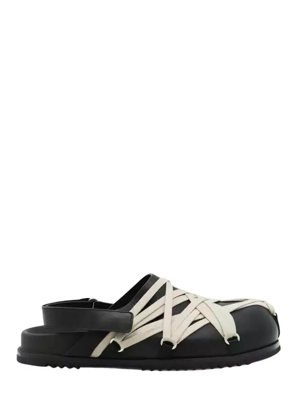 Rick Owens Leather Strap Crisscross Loafers - Black