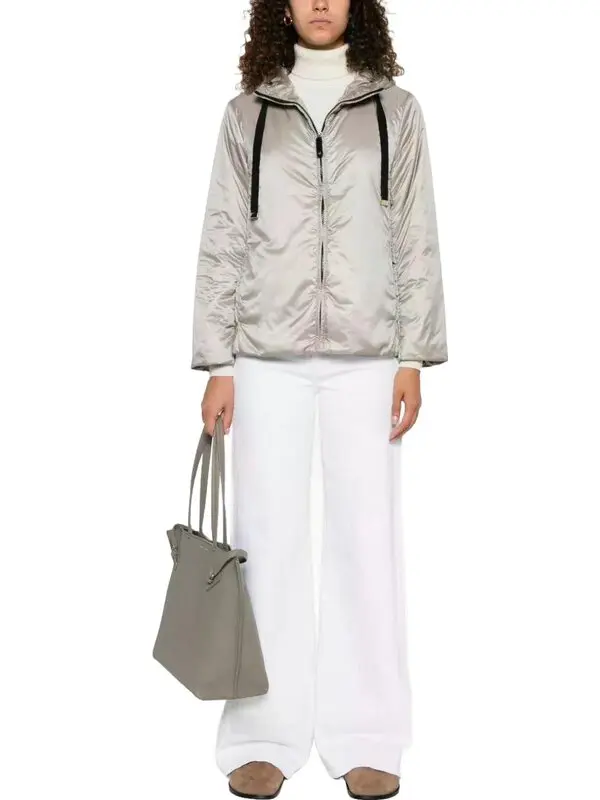 Max Mara The Cube Green Hooded Zip-front Jacket - Grey