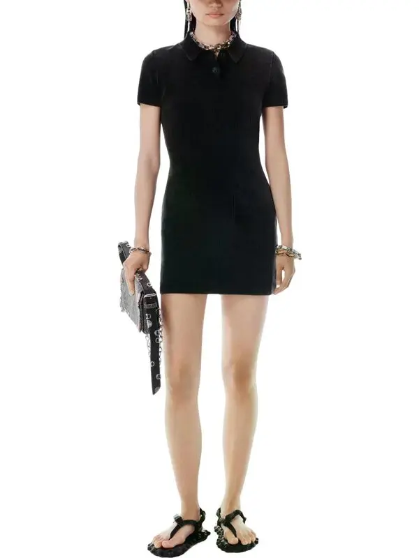 Alexander Wang Ribbed Polo Dress - Black