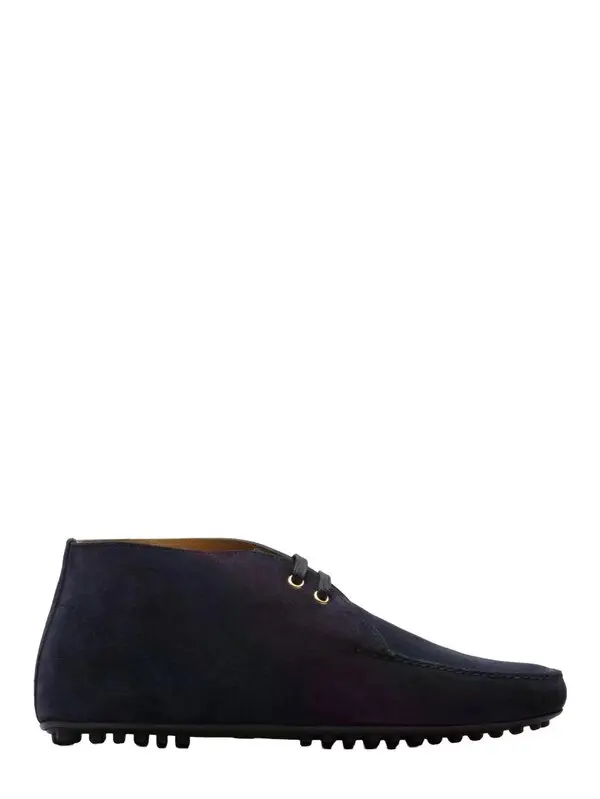 Car Shoe Suede Lace-up Driving Boots - Blue
