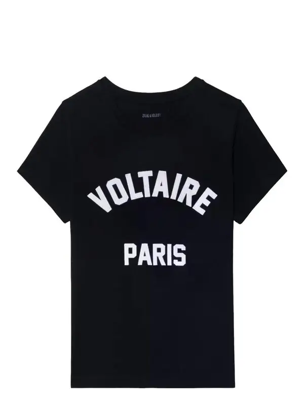 Zadig&Voltaire Alys Cotton T-shirt With Voltaire Paris Inscription - Black