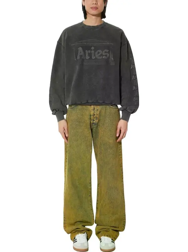Aries Logo-embellished Crew-neck Sweatshirt - Black