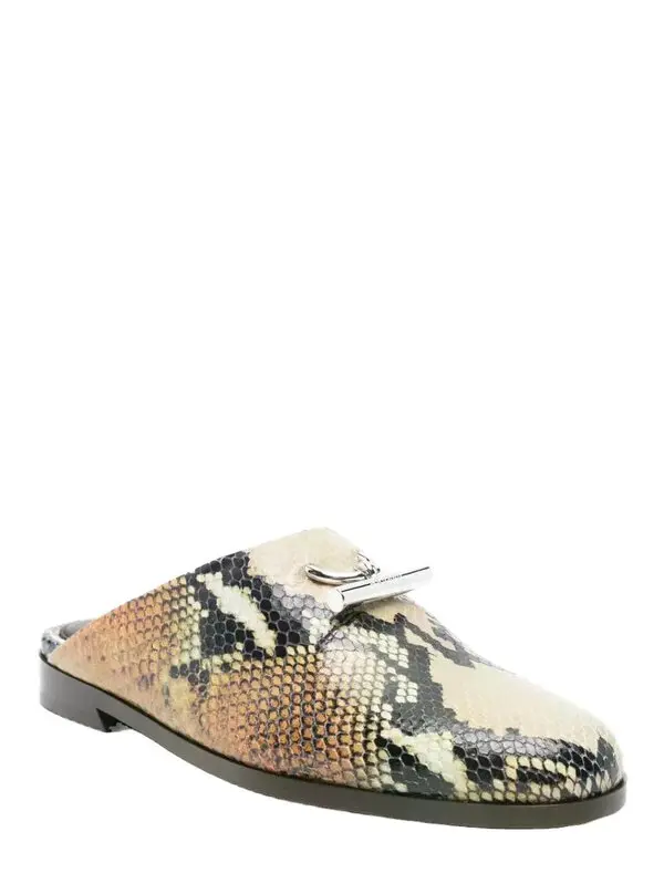 Alexander McQueen Snakeskin-effect Leather Mules - Neutrals