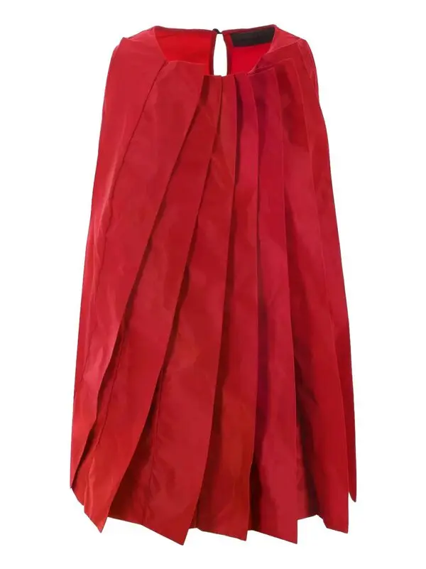 MARIA CALDERARA Pleated Crew-neck Top - Red