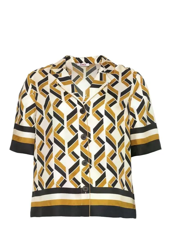 ERES Sonore Geometric-print Short-sleeve Shirt - White