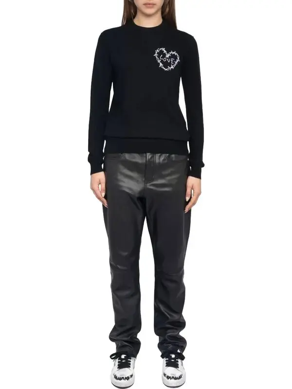 Zadig&Voltaire Heart Motif Crew Neck Sweater - Black