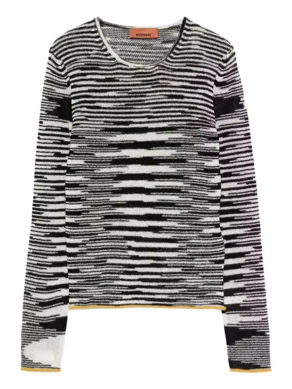 Missoni Striped Crew Neck Long Sleeve T-shirt - Black