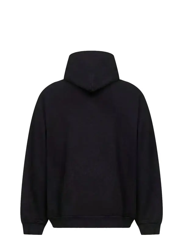 Balenciaga Graphic Print Cotton Hoodie - Black