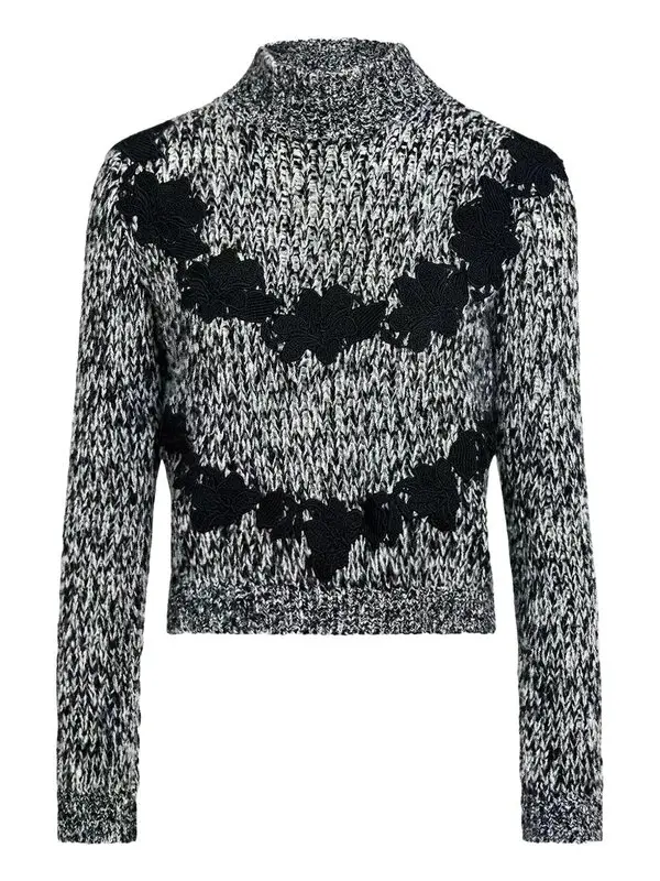 Giambattista Valli High Neck Macramé Embellished Sweater - Grey