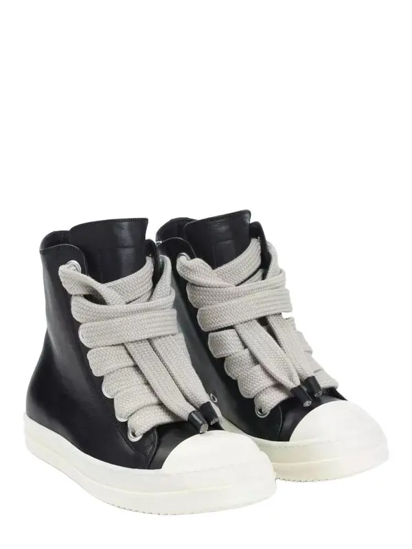 Rick Owens Jumbolace Leather High-top Sneakers - Black
