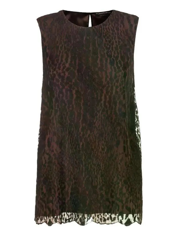 TOM FORD Leopard-lace Sleeveless Top - Brown