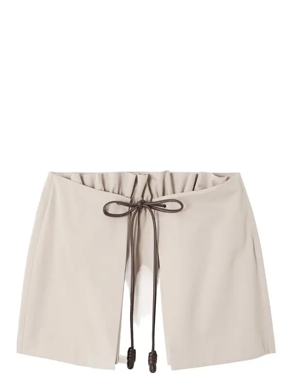 Loewe Leather-trimmed Layered Cotton And Silk-blend Mini Skirt - Neutrals